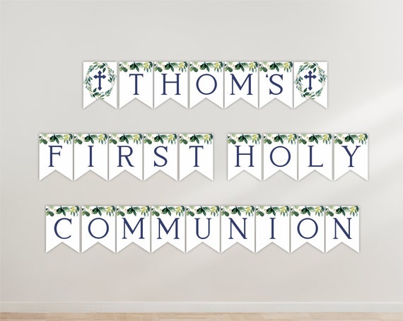 Banner First Holy communion, Boy and girl First Communion decorations ...