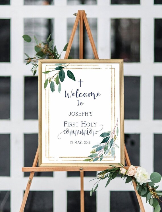First communion boy welcome sign, 1st communion poster, communion ...