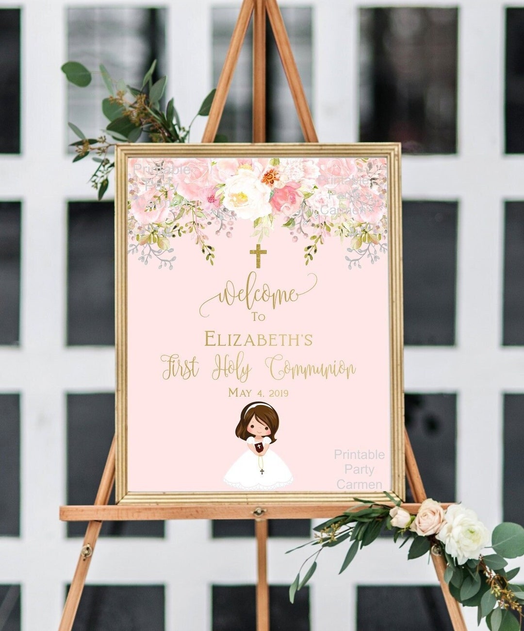 First Communion Welcome Sign Girl, 1st Communion Poster, Communion ...