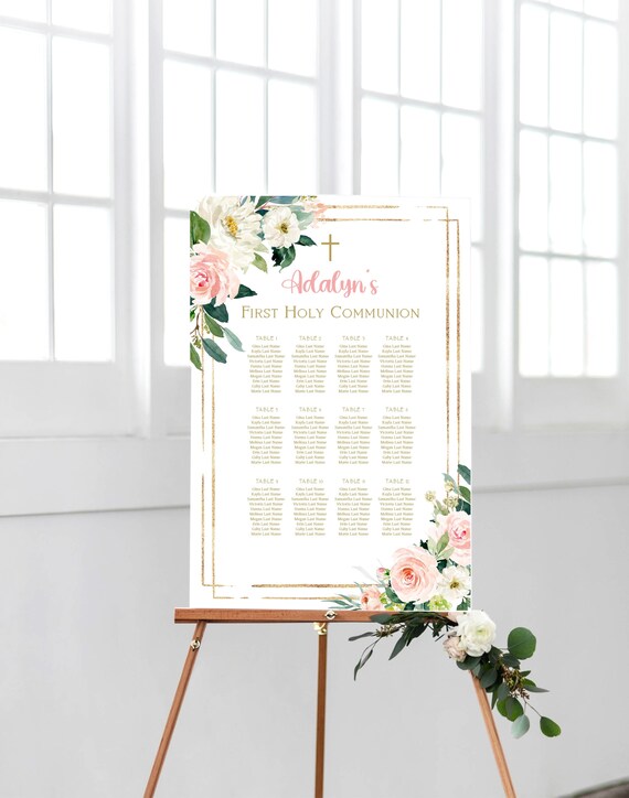 Holy Communion seating chart, girl first communion, editable seating ...