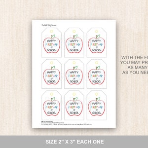 Back to School Printable Tag, Happy First Day of School Gift Tag ...