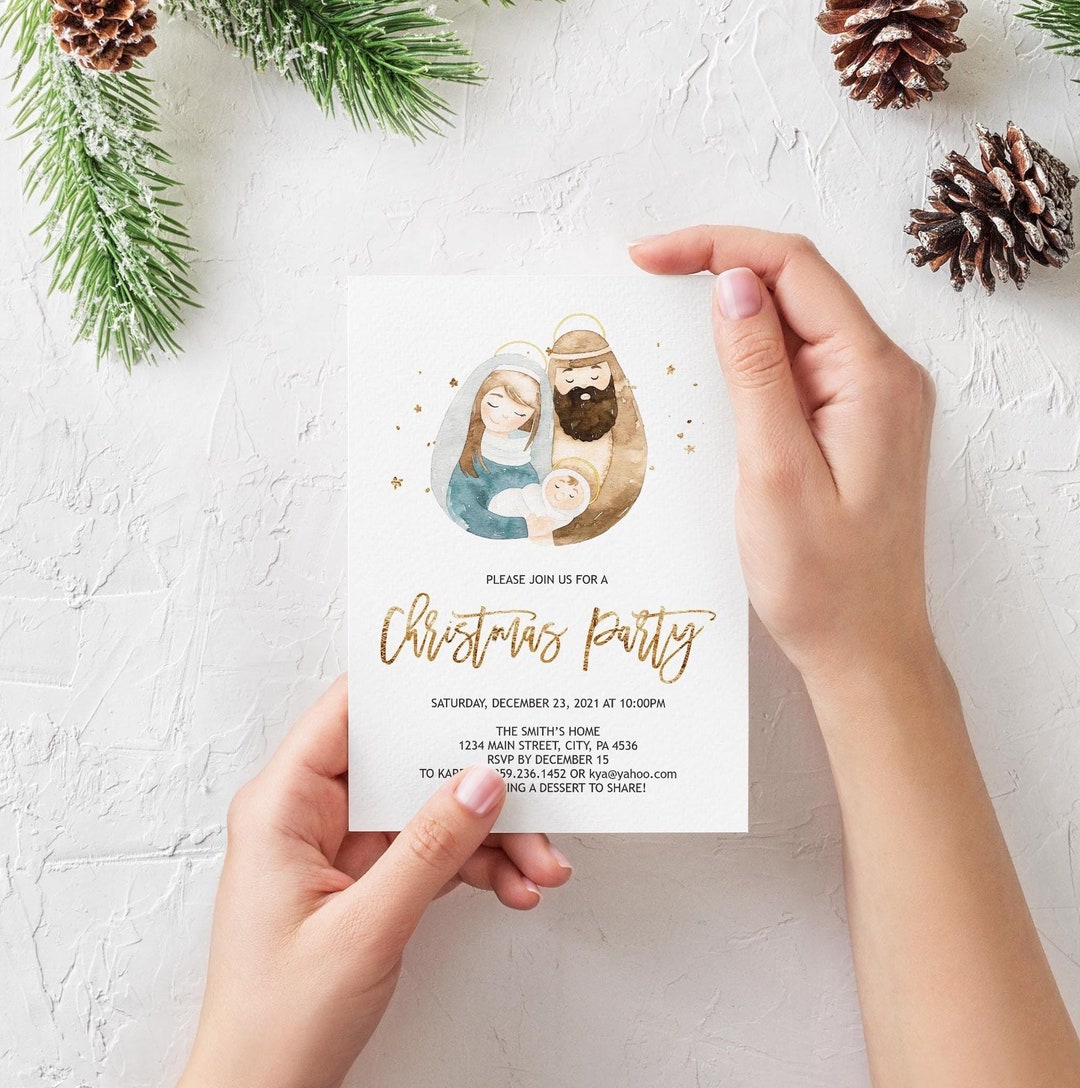 Christmas Party Invitation Nativity Christmas Invitation - Etsy