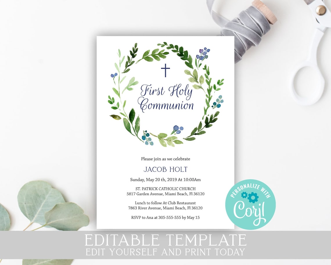 Printable Menu First Holy Communion, Siblings Communion, Twins ...