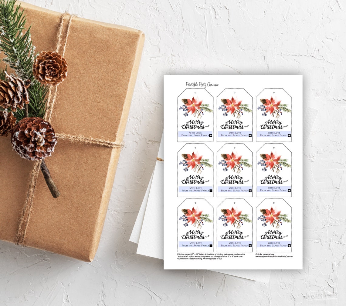 Christmas gift tags printable merry christmas favor tags | Etsy