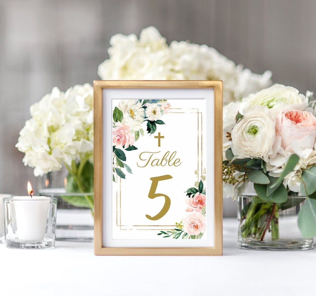 Printable Table Numbers, First Communion, Baptism Numbers, Wedding ...