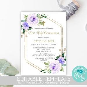 Purple First Communion Welcome Sign, 1st Communion Poster, Communion ...