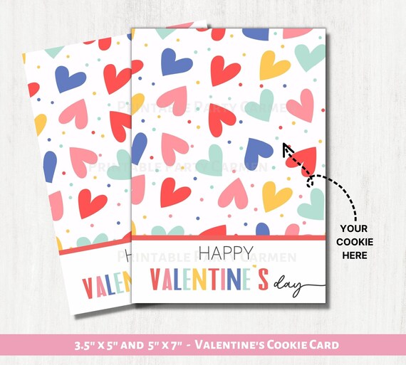 Happy Valentines Day COOKIE CARD. Valentine Cookie Card Printable ...