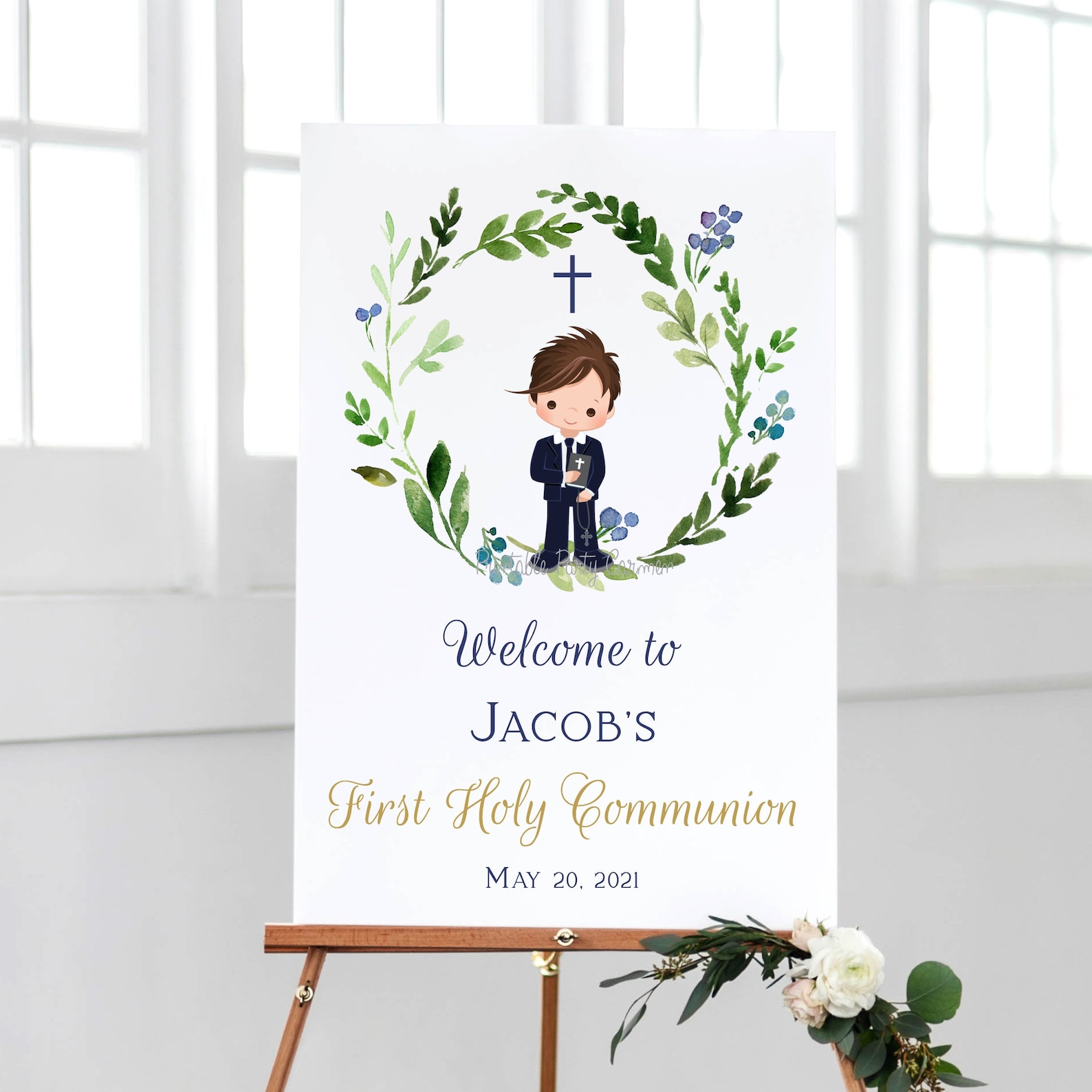 First Holy Communion Invitation Boy Printable Invitation | Etsy