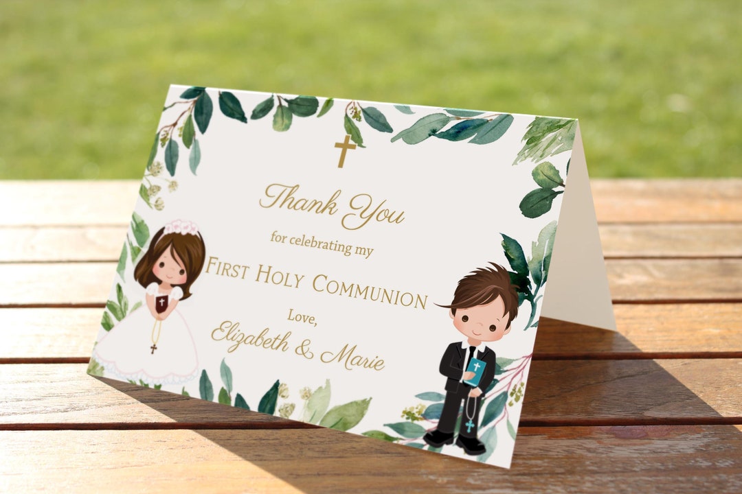 Thank You Card First Holy Communion, Boy and Girl First Holy Communion ...