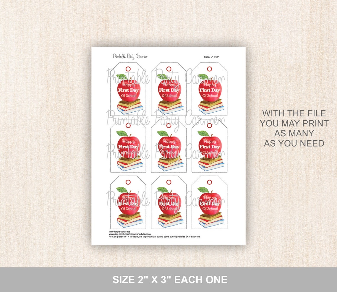 Back to School Printable Gift Tags Happy First Day of School - Etsy