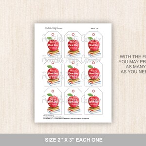 Back to School Printable Gift Tags, Happy First Day of School Gift Tag ...
