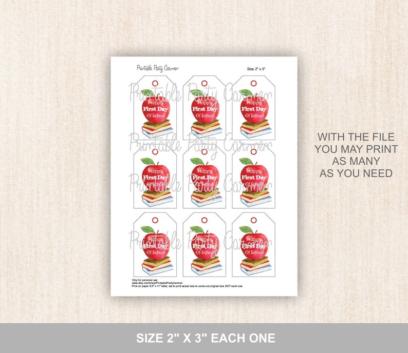 Back to School Printable Gift Tags Happy First Day of School - Etsy