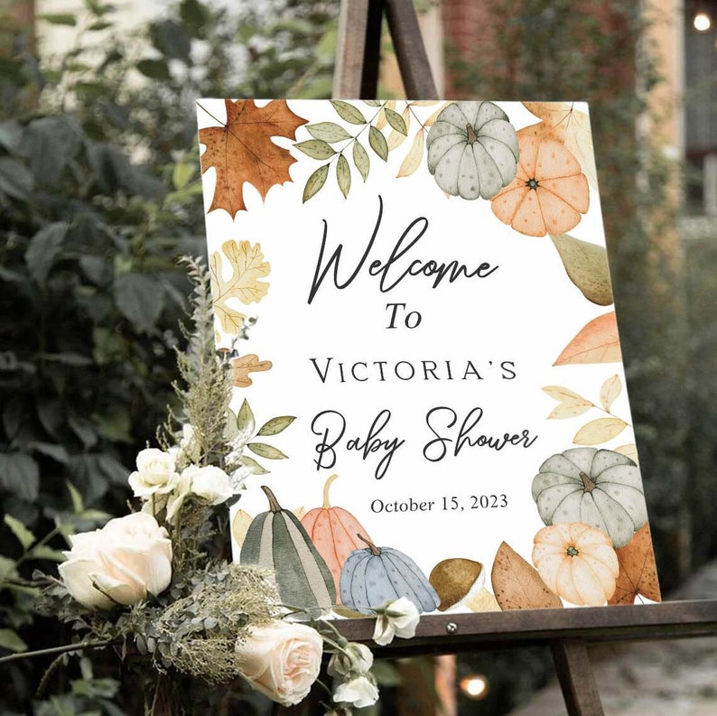 Fall Baby Shower Welcome Sign, Pumpkin Baby Shower Fall, Autumn Shower ...