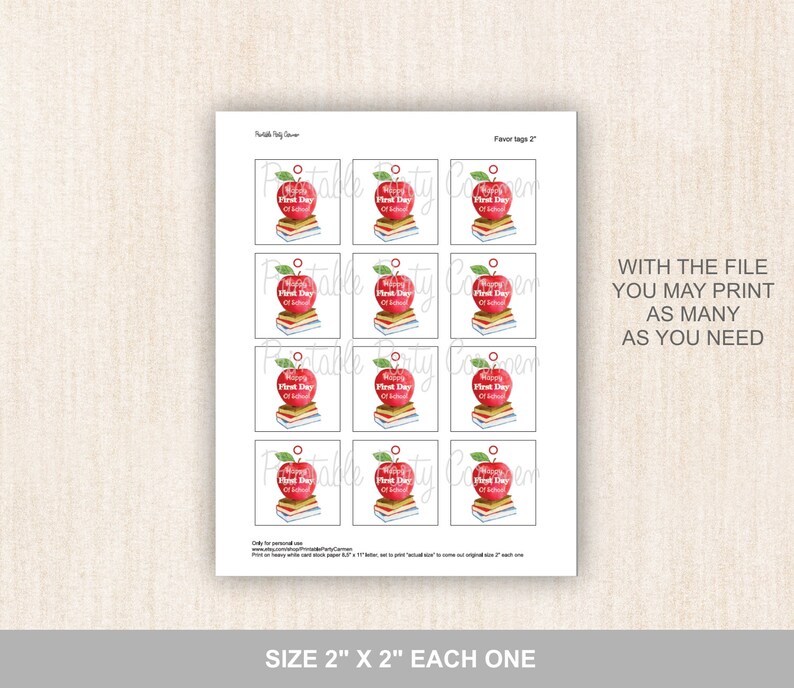 Back to School Printable Gift Tags Happy First Day of School - Etsy