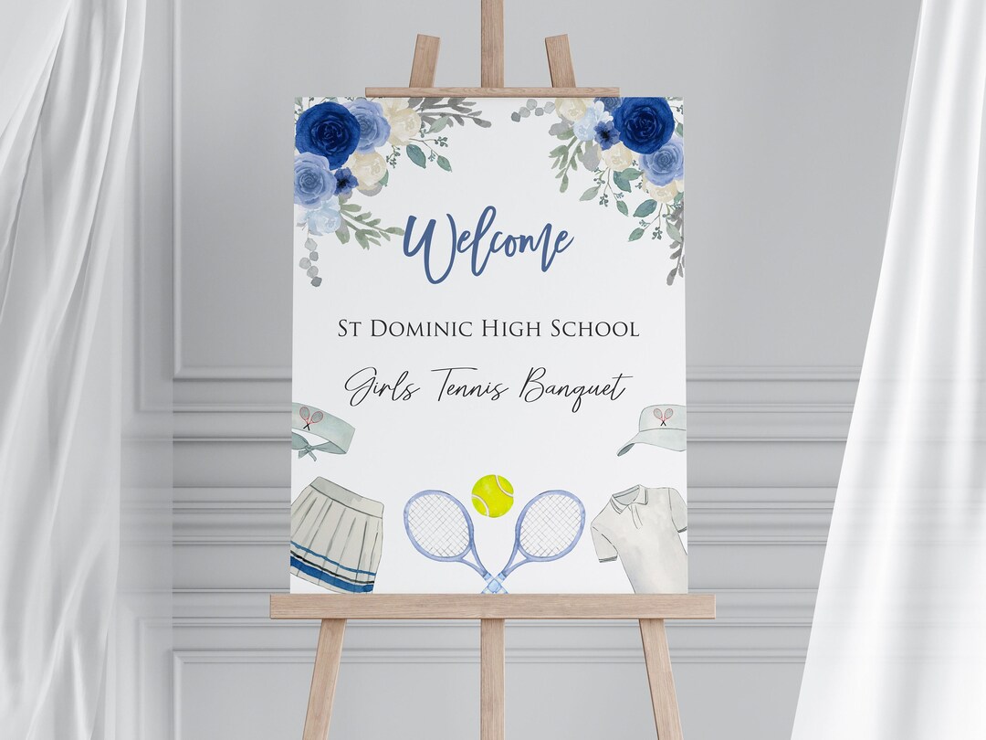Tennis Welcome Sign, Printable Sign, Tennis Theme Party Decorations ...