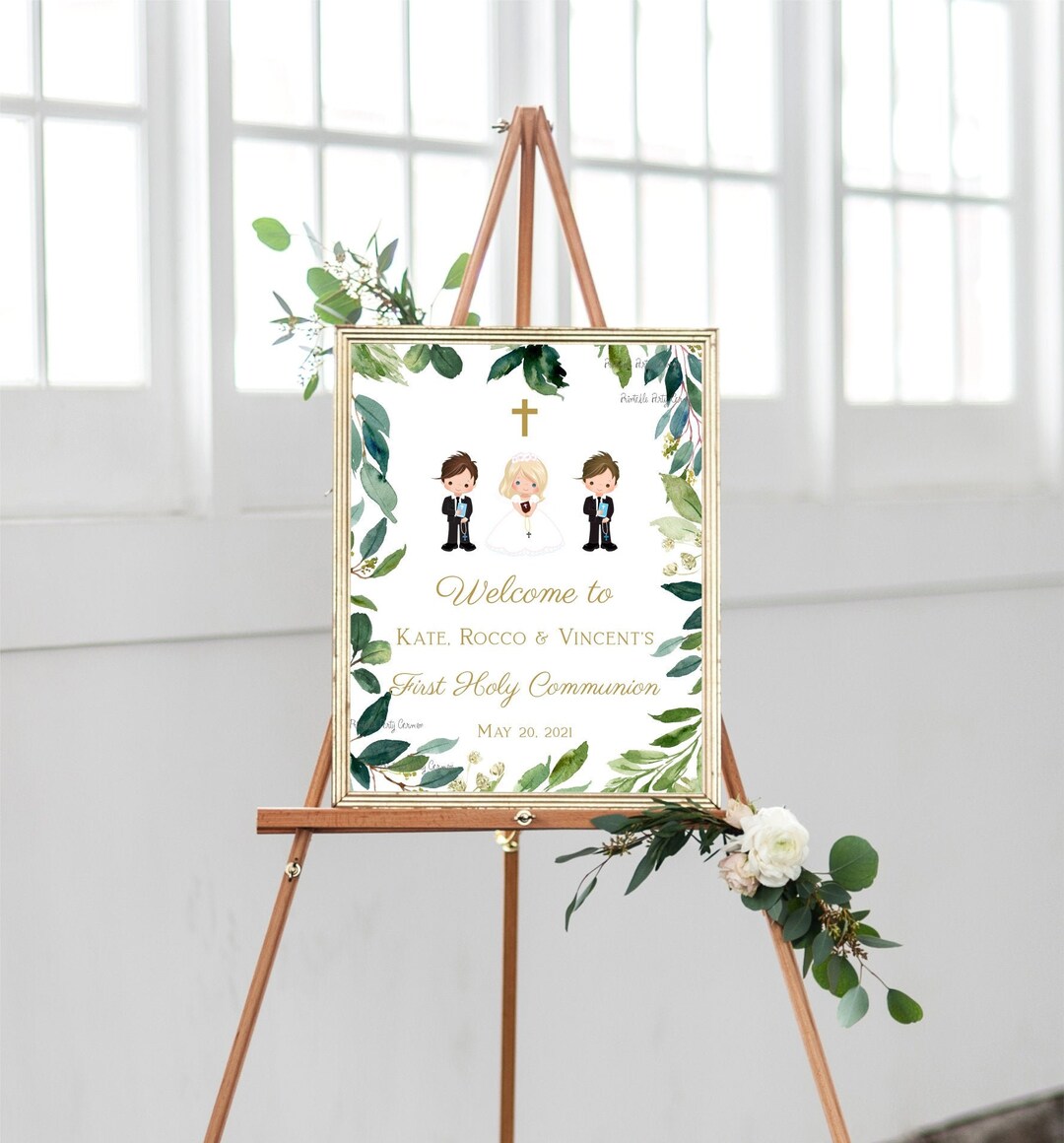 First Holy Communion Welcome Sign, Printable Sign, Siblings Communion ...
