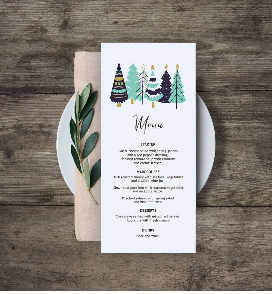 Holiday Menu Card, Printable Christmas Menu, Christmas Menu Planner ...