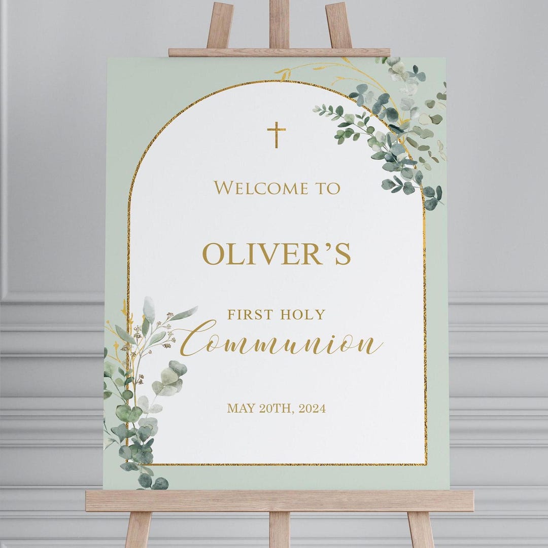 First Communion Welcome Sign Template, 1st Communion Poster, Boy First ...