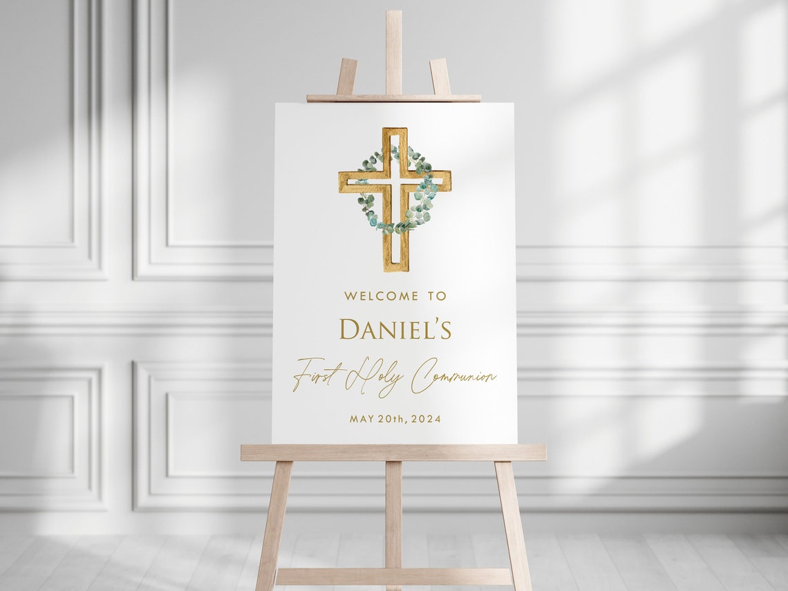 Rustic First Holy Communion Invitation Template, 1st Communion Siblings ...