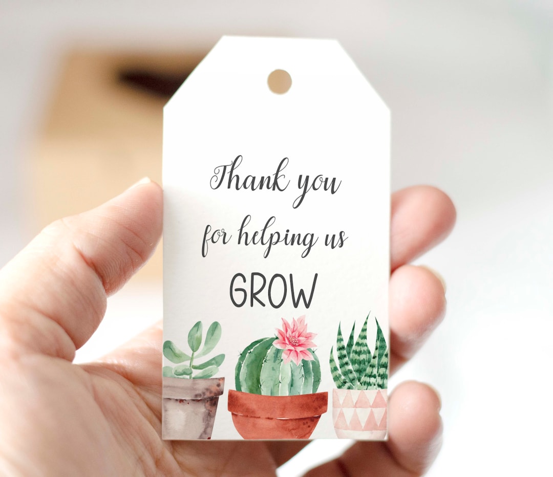 Succulent Favor Tags, Thank You for Helping Us Grow Tag, Teachers ...