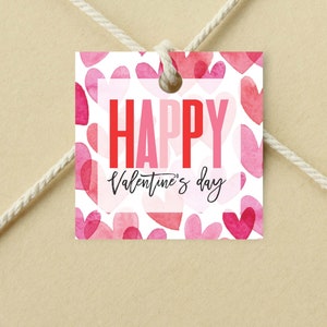Happy Valentines Day Tag. Hearts Valentine's Day Gift Tag. Printable ...
