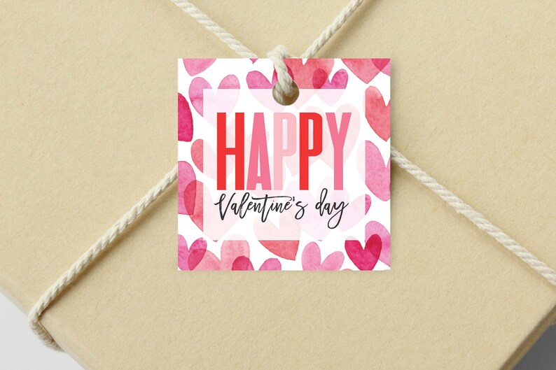 Happy Valentines Day Tag. Hearts Valentine's Day Gift Tag. Printable ...