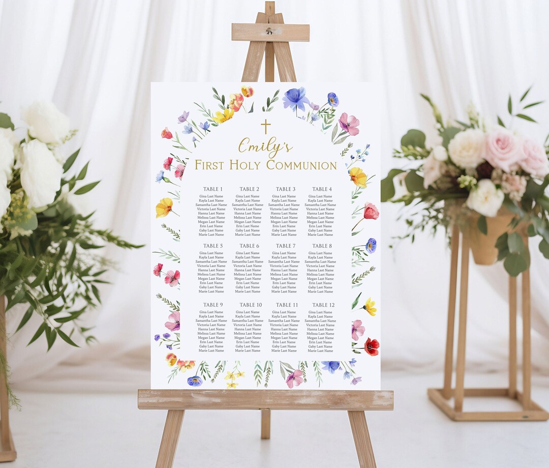 Wildflowers First Holy Communion Seating Chart, Girl First Communion ...