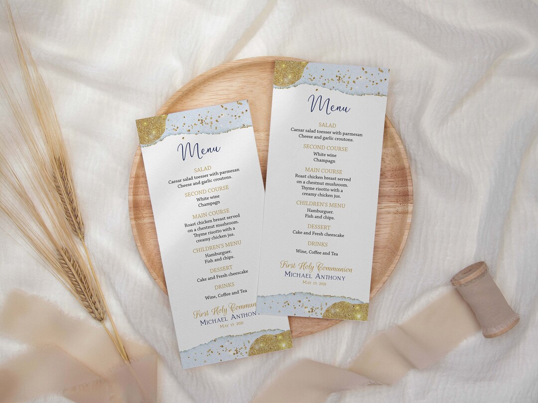 Menu First Holy Communion, Boy First Communion, Editable Template ...