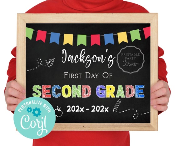 First Day of School Sign, Second Grade Printable Sign, First Day of ...