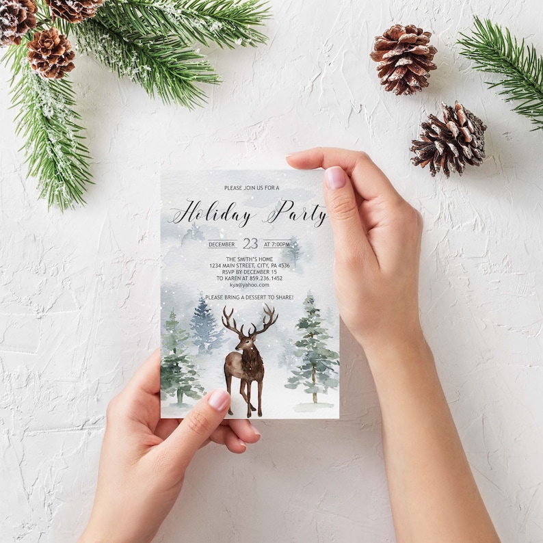 Rustic Christmas Party Invitation Invitation Template - Etsy