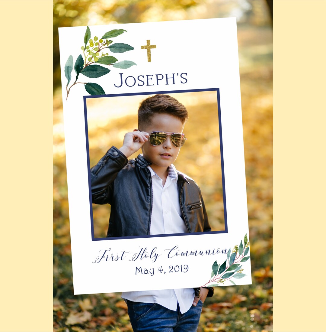 Photo Booth Selfie Frame First Communion Boy, First Communion ...