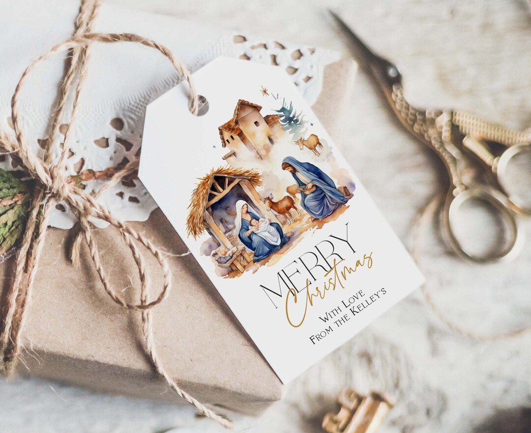 Nativity Christmas Gift Tags, Christmas Favor Tags, Religious Christmas ...