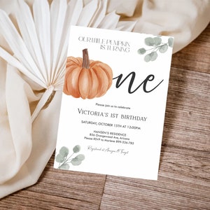 Orange First Birthday Invitation Fall Autumn 1st Birthday Invites ...