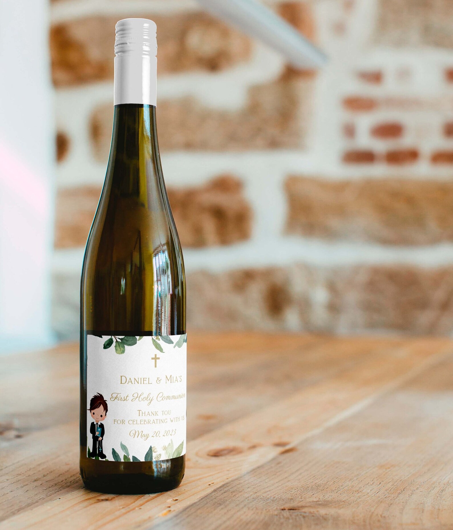 Wine Bottle Label, Boy and Girl First Holy Communion, Champagne Label ...