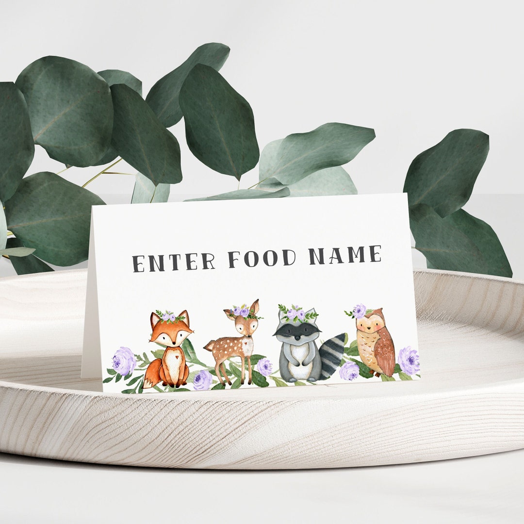 Woodland Food Tent Card, Food Labels, Table Card, Woodland Animals Food ...