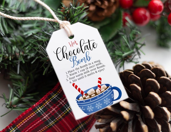Hot Cocoa Bombs, Printable Christmas Hot Chocolate Bomb Tag, hot ...