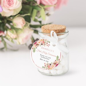 First Holy Communion Water Bottle Label, Girl Communion, Floral ...