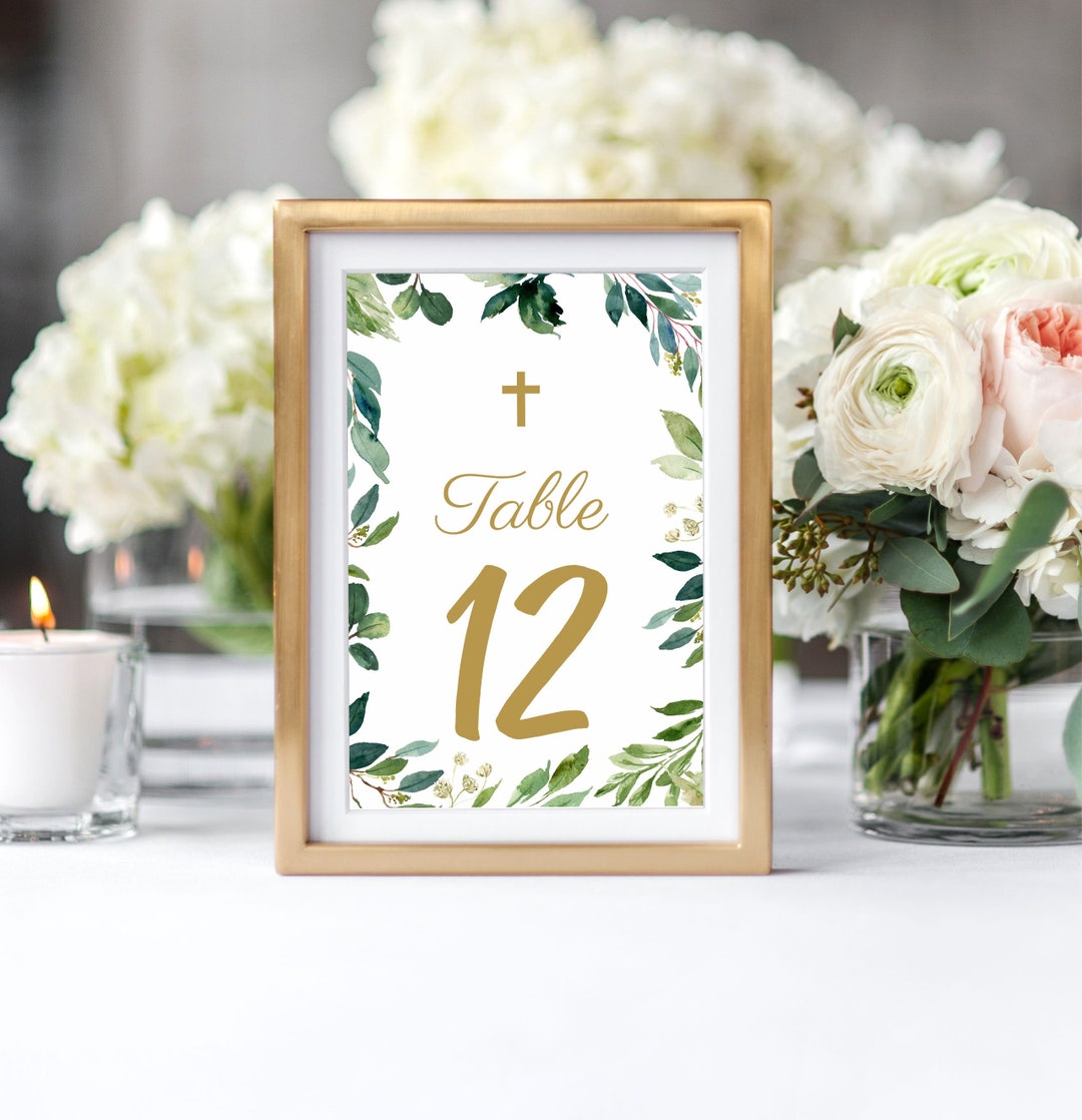 Printable Table Numbers, First Communion Table Number, Baptism, Instant ...