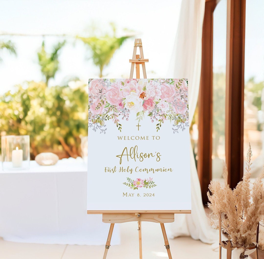 First Holy Communion Welcome Sign Girl, 1st Communion Poster, Communion ...