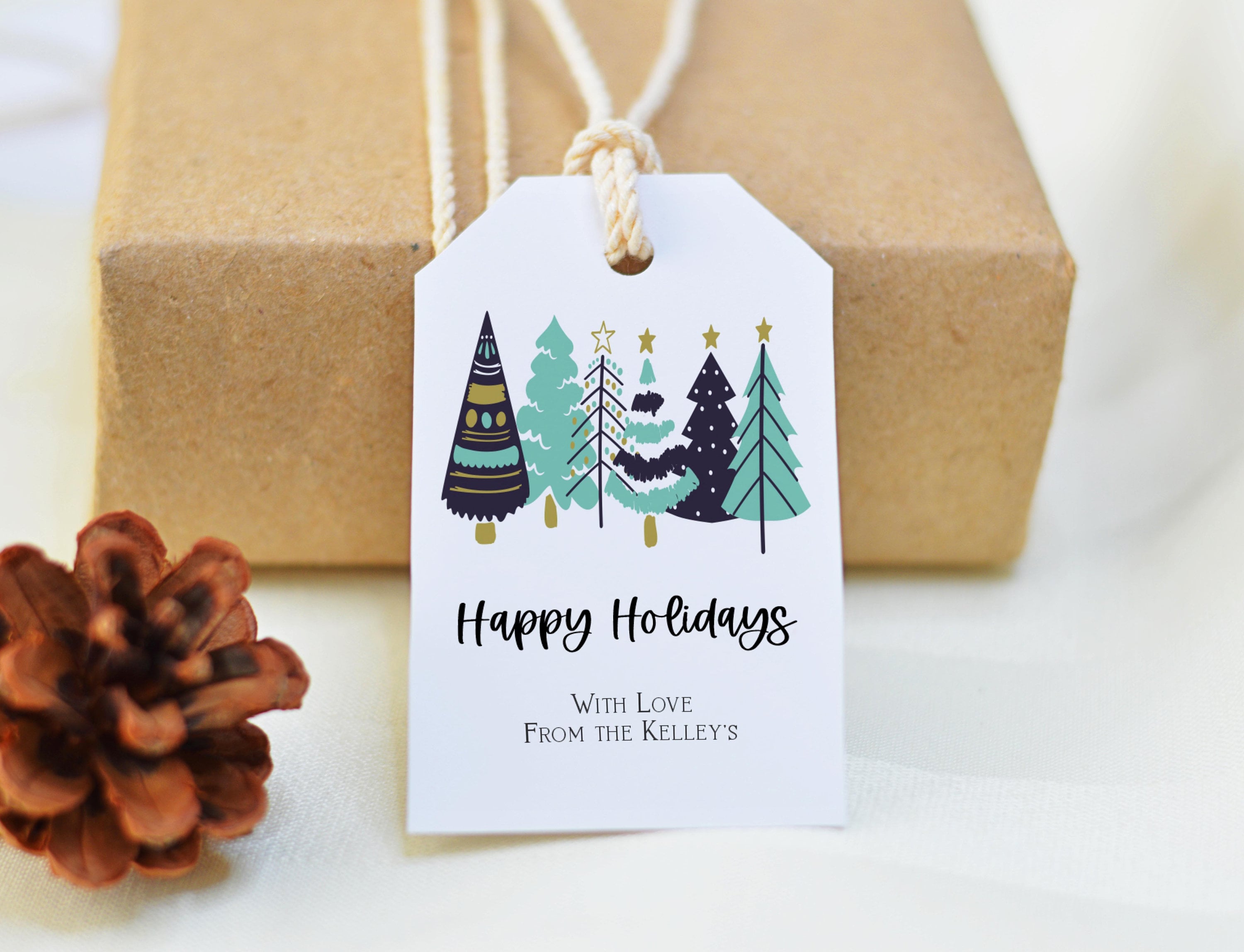 Happy Holidays Labels Printable Christmas Gift Tags Holiday - Etsy