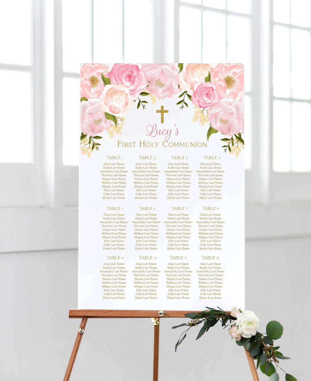 Girl First Holy Communion Seating Chart, Girl First Communion, Editable ...