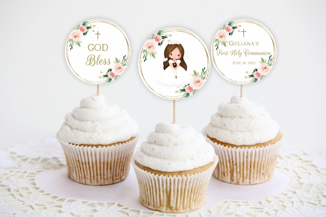 First Holy Communion Cupcake Toppers 1st Communion Girl - Etsy