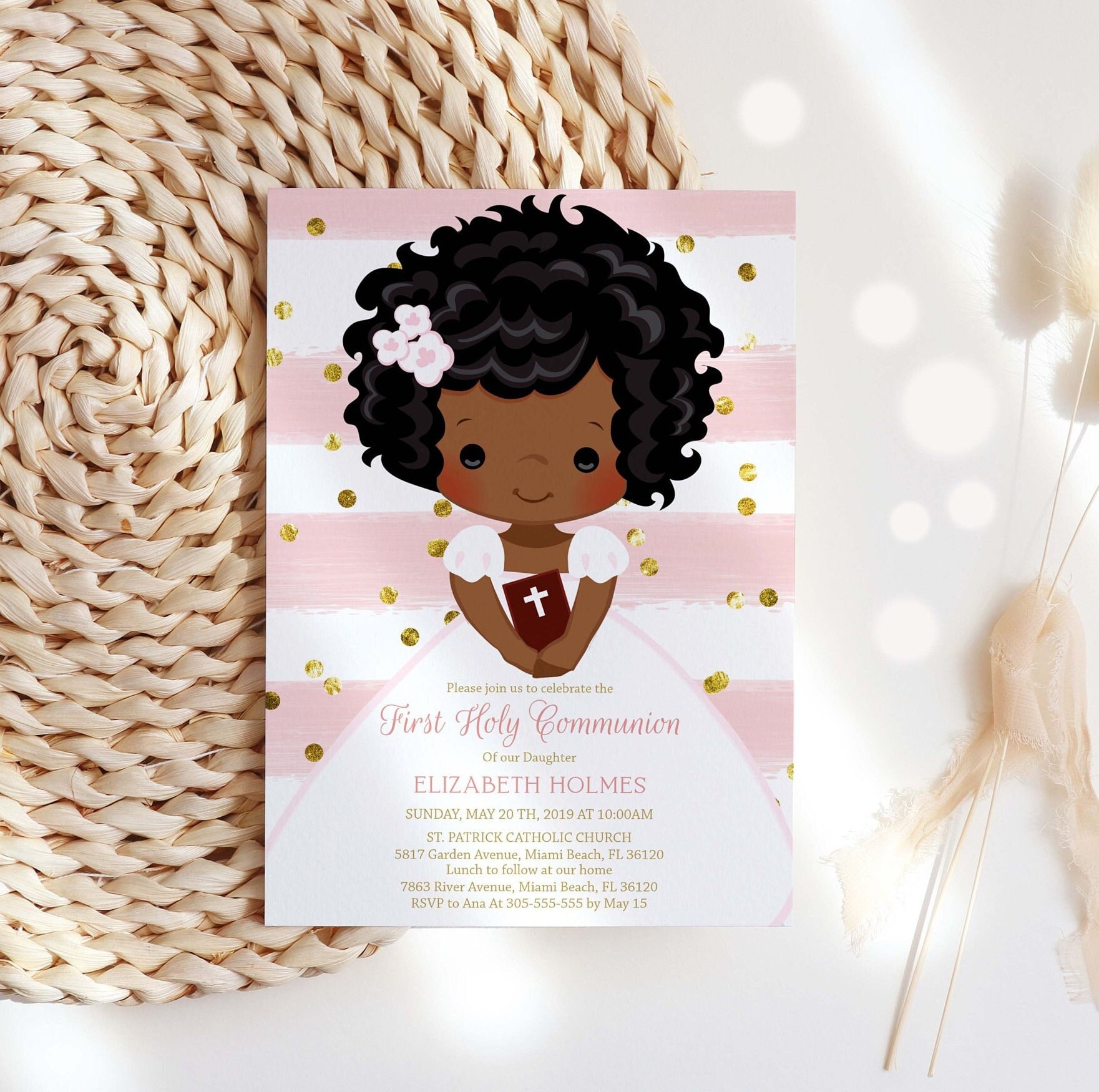 First Holy Communion Card Girl First Holy Communion - Etsy