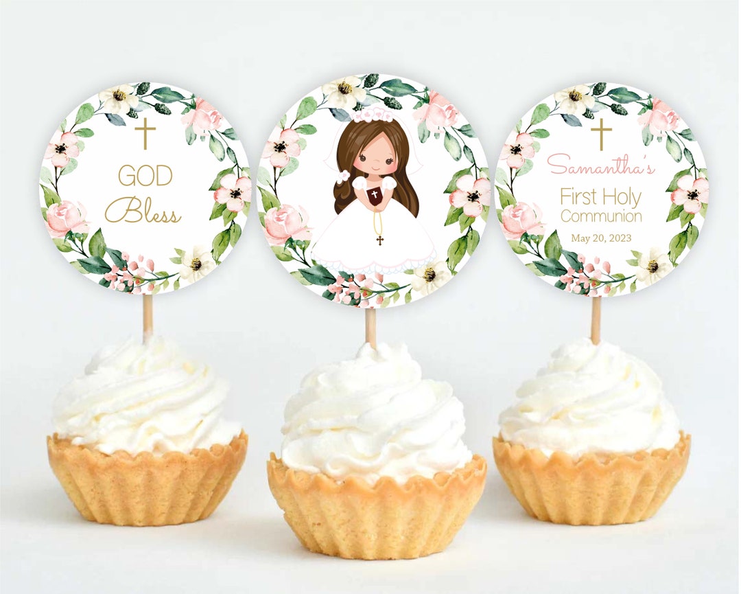 Cupcake Toppers for Girl First Holy Communion 1st Communion Girl ...