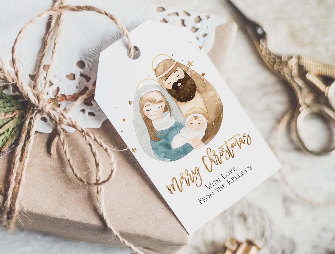 Nativity Christmas Favor Tag, Christian Gift Tag Template, Religious ...