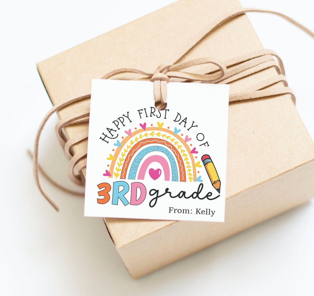 Printable Rainbow Happy First Day of School Gift Tag, Back to School ...