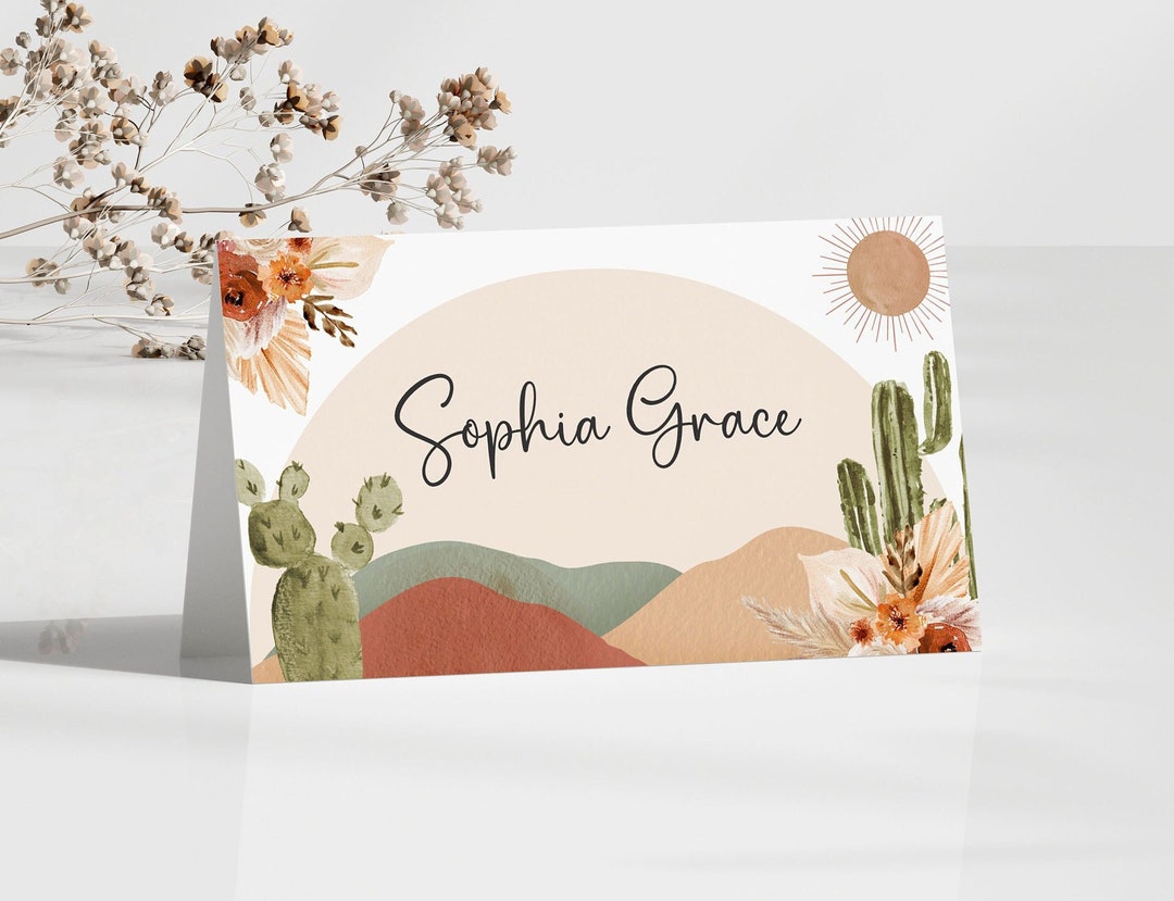 Desert Baby Shower Place Card Template, Printable Baby Shower Seating ...