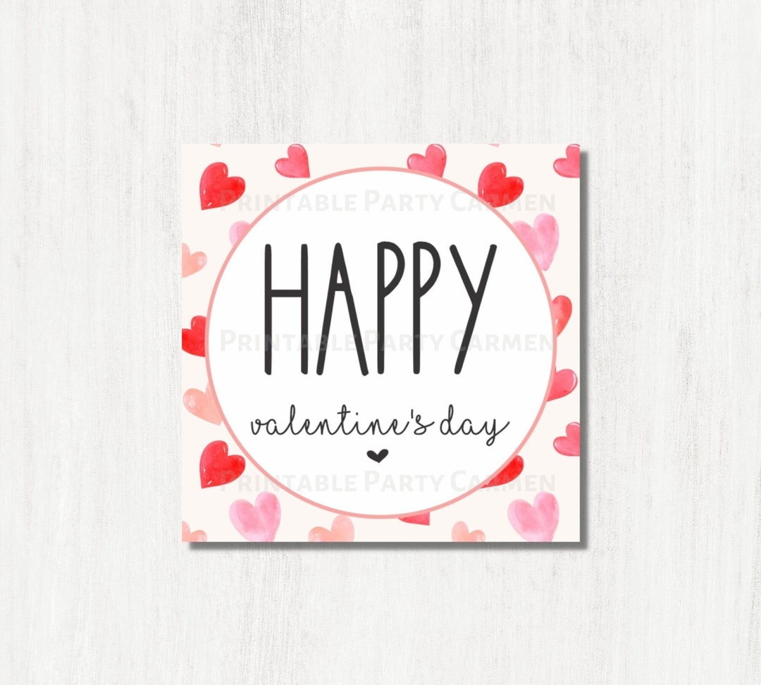Happy Valentine's Day Tag. Valentine's Day Gift Tag Printable. Cookie ...