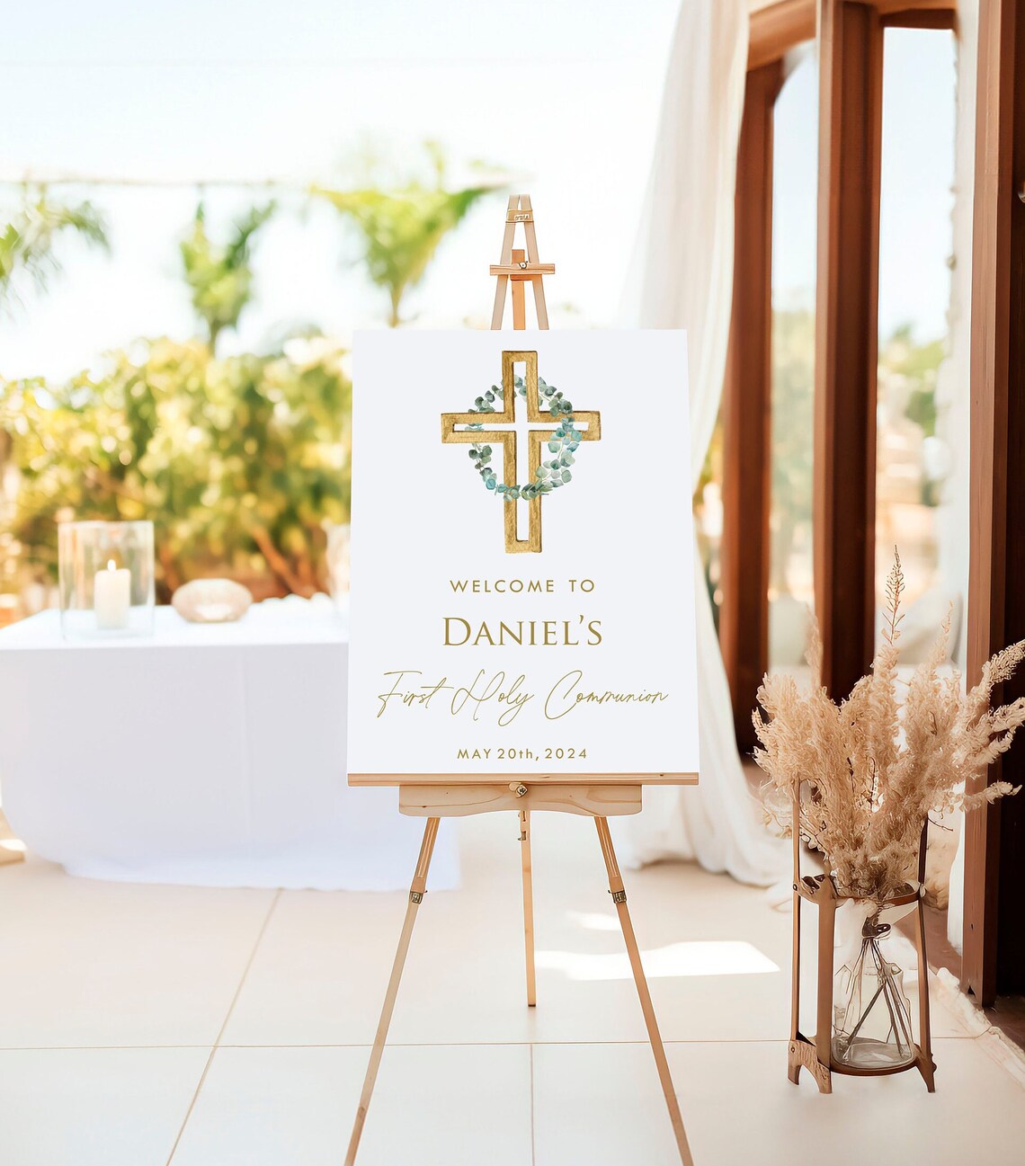 First Holy Communion Welcome Sign, 1st Communion Poster, Rustic ...