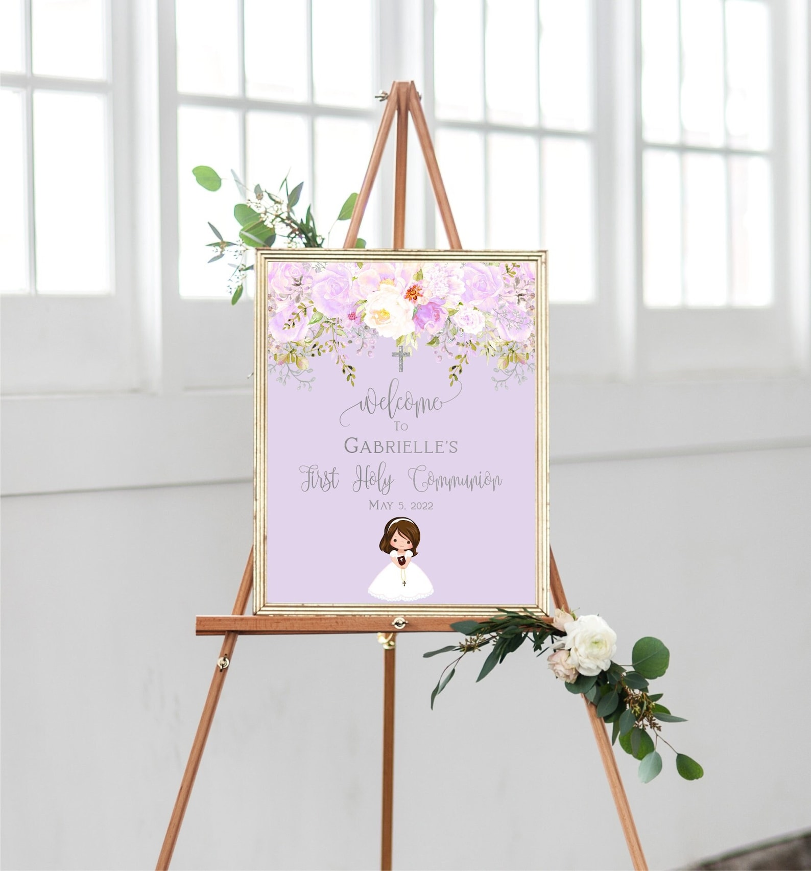 Purple First Communion Welcome Sign Girl 1st Communion - Etsy